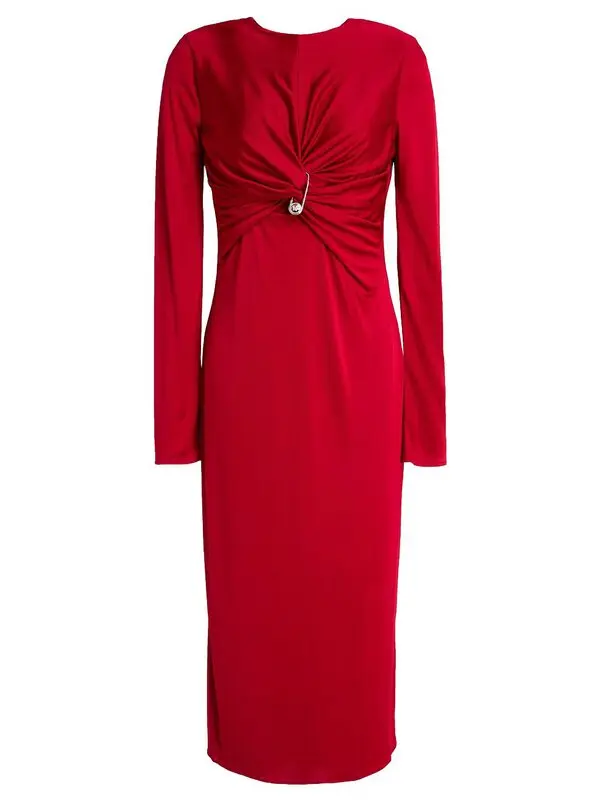 Versace Embellished Twisted Satin-jersey Dress - Crimson