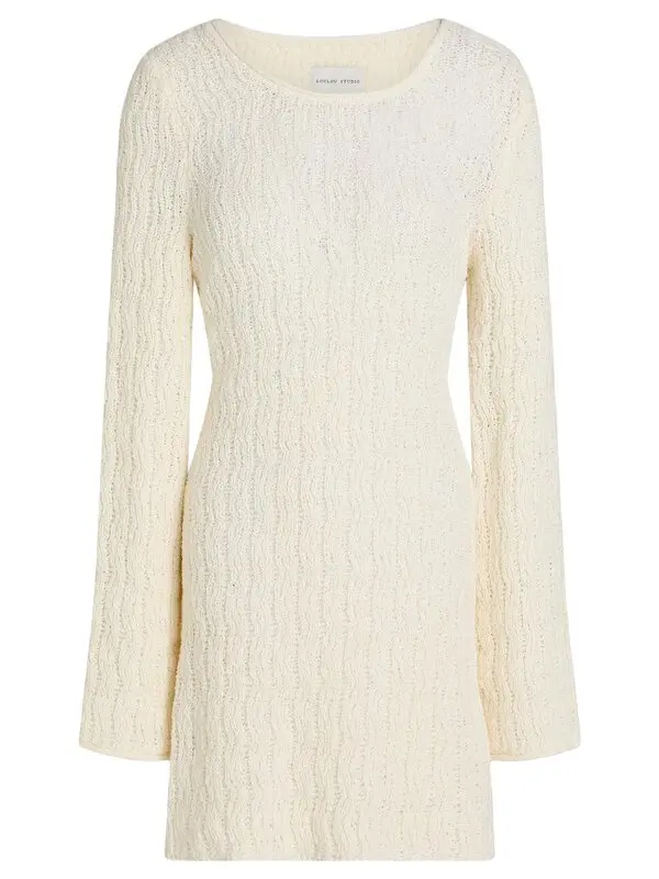 Loulou De Saison Aisala Open-knit Cotton-blend Dress - Cream