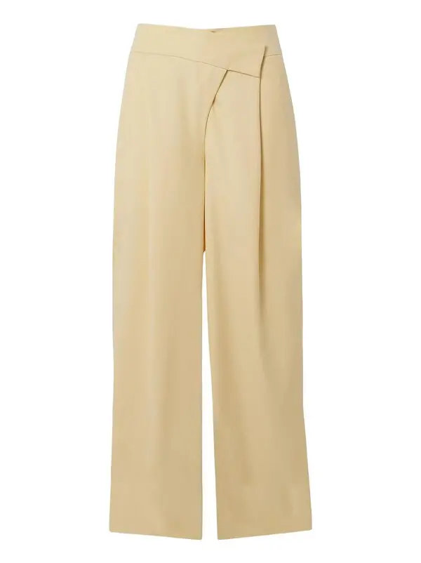 ESSE STUDIOS Delphi Pleated Wool-blend Twill Wide-leg Pants - Pastel Yellow