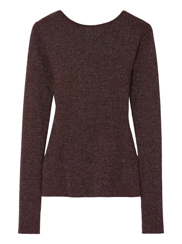 Max Mara Leisure Favella Metallic Ribbed-knit Sweater - Merlot