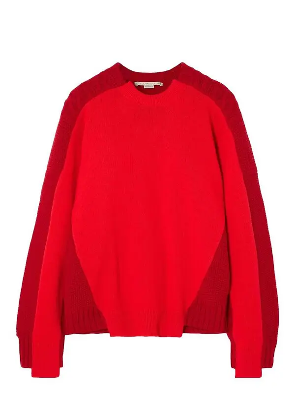 Stella McCartney Oversized Two-tone Panelled Wool Sweater - Red