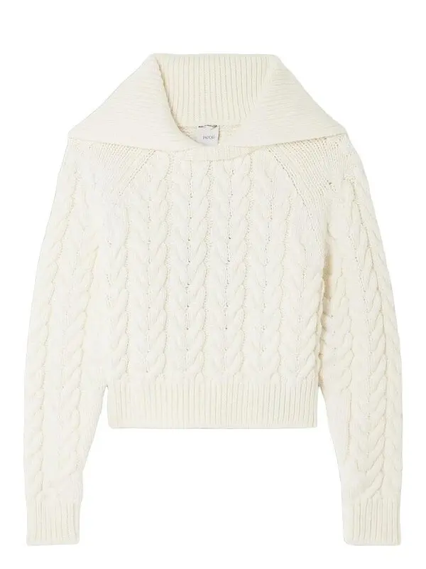 PATOU Sailor Cropped Cable-knit Merino Wool Sweater - White