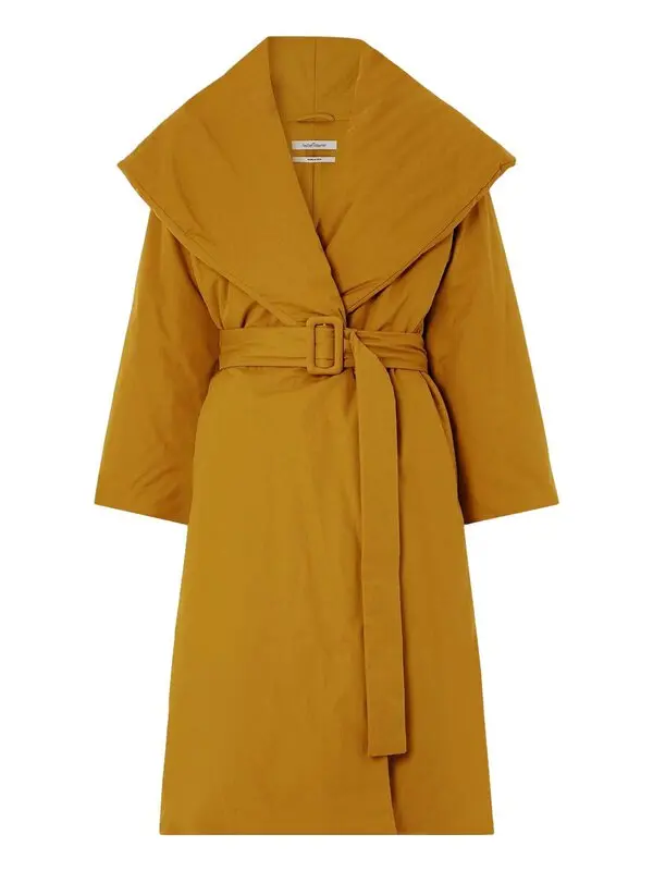 Another Tomorrow Belted Padded Cotton Coat - Saffron