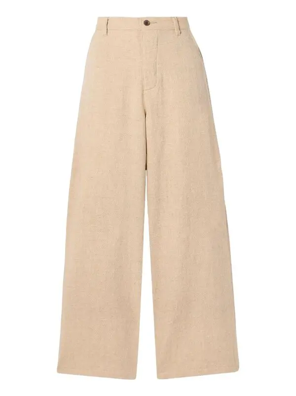 THE ELDER STATESMAN Wide-leg Linen-blend Pants - Sand