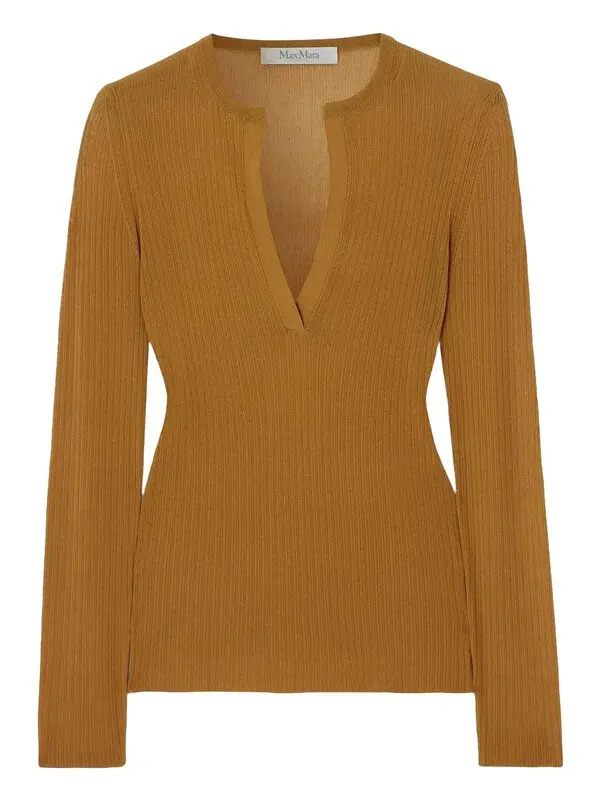 Max Mara Ribbed Silk Sweater - Camel
