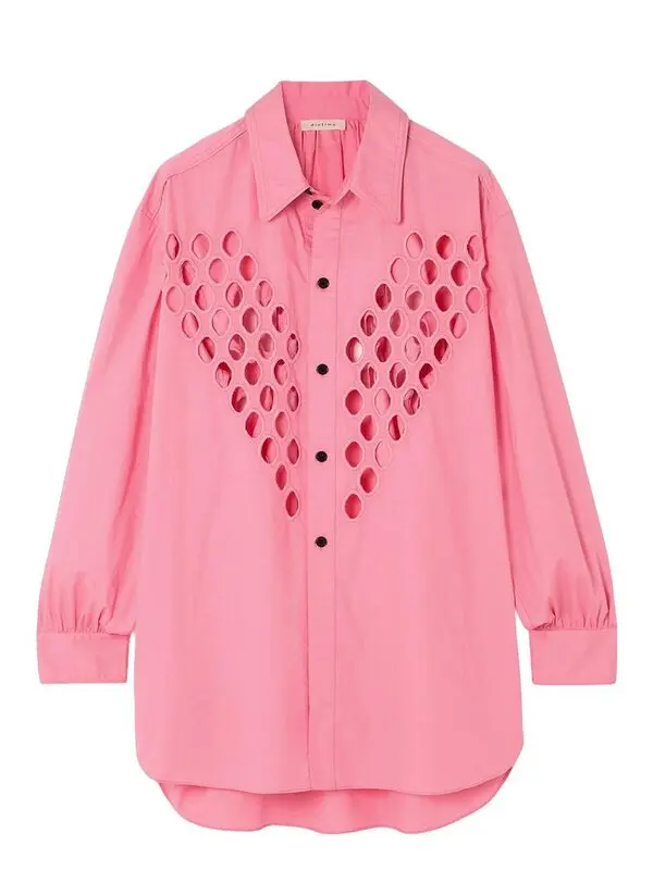 DIOTIMA Broderie Anglaise Cotton-poplin Shirt - Pink