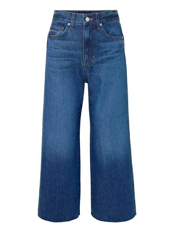 Veronica Beard Taylor Frayed Wide-leg Jeans - Mid Denim