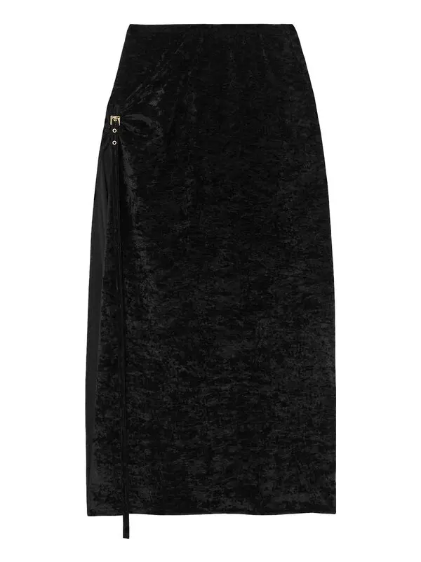 Jacquemus Embellished Stretch-velour Midi Skirt - Black