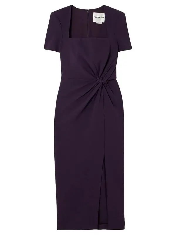 Roland Mouret Twisted Cady Midi Dress - Dark Purple