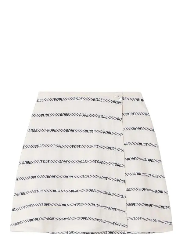 BODE Jacquard-knit Cotton Mini Wrap Skirt - Ivory
