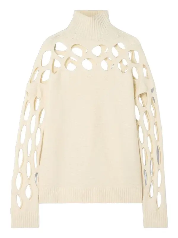 DIOTIMA Albion Cutout Wool-blend Turtleneck Sweater - Ivory