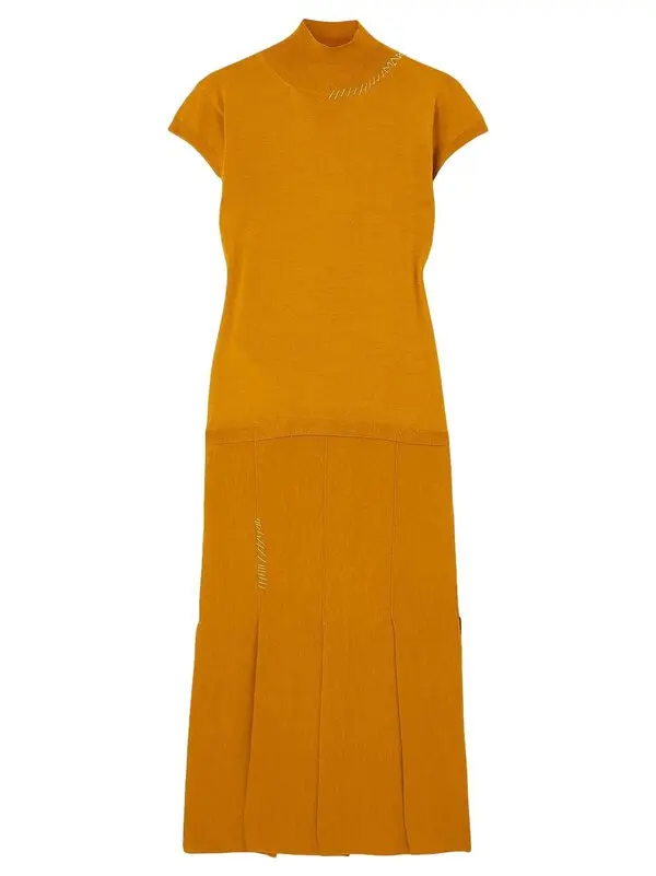 Marni Wool And Silk-blend Turtleneck Midi Dress - Marigold