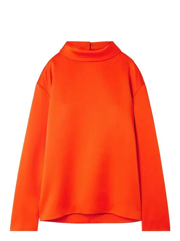 Carven Satin Blouse - Bright Orange