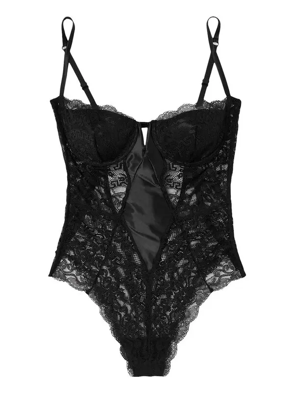 Versace Lace And Satin Underwired Bodysuit - Black