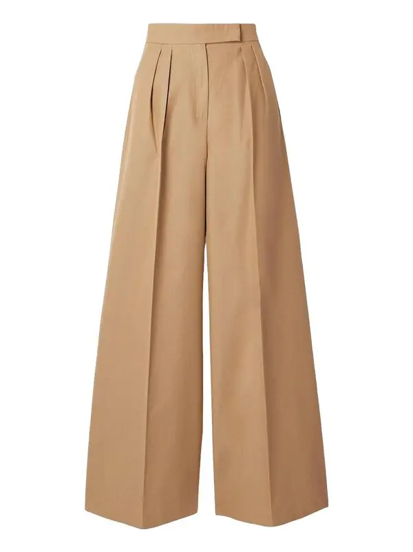 Max Mara Corte Pleated Cotton-canvas Wide-leg Pants - Sand