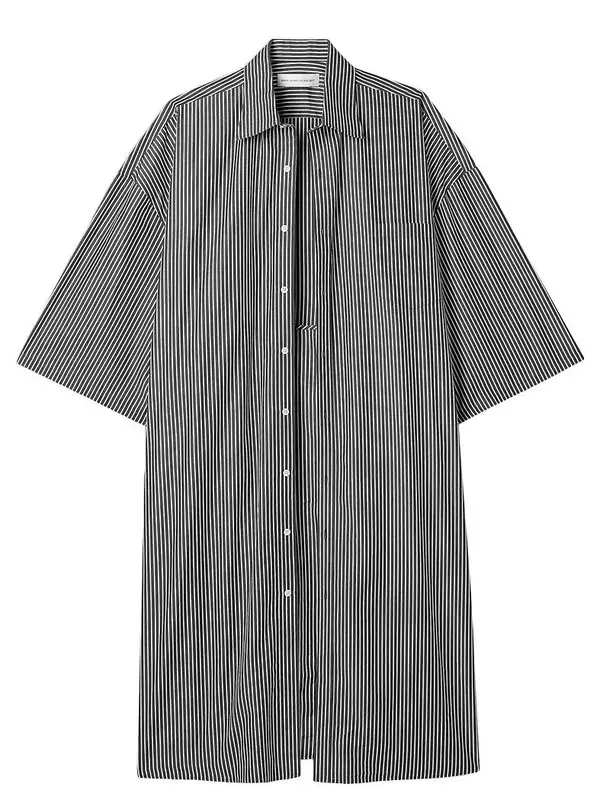 Marie Adam-Leenaerdt Striped Cotton-poplin Midi Shirt Dress - Charcoal