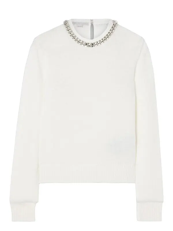 Stella McCartney Falabella Chain-embellished Wool Sweater - Ivory