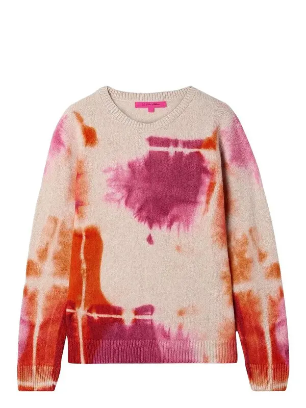 THE ELDER STATESMAN Rorschach Malibu Tie-dyed Cashmere Sweater - Beige