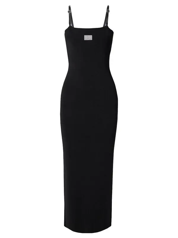 Acne Studios Embellished Ribbed-knit Midi Dress - Black