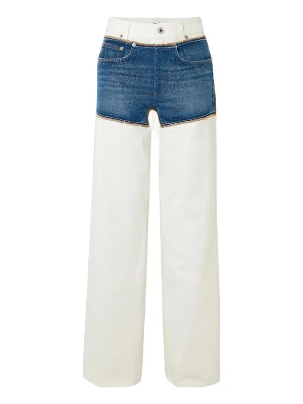 JEAN PAUL GAULTIER Petit Grand Two-tone Wide-leg Jeans - Ecru