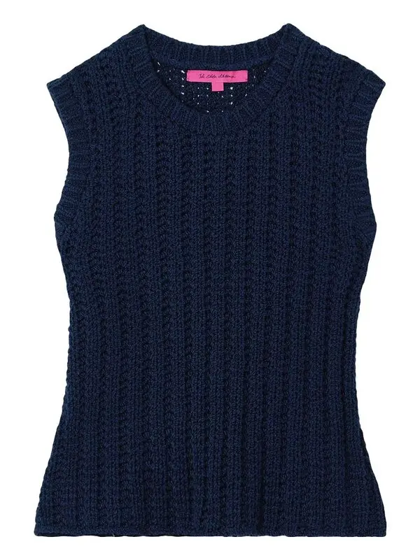 THE ELDER STATESMAN Ribbed Cotton Vest - Navy