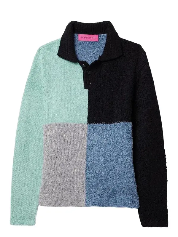 THE ELDER STATESMAN Colorblock Knitted Polo Sweater - Black