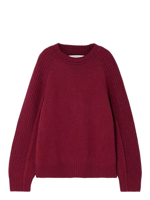 Another Tomorrow Oversized Ribbed Cashmere And Wool-blend Sweater - Merlot