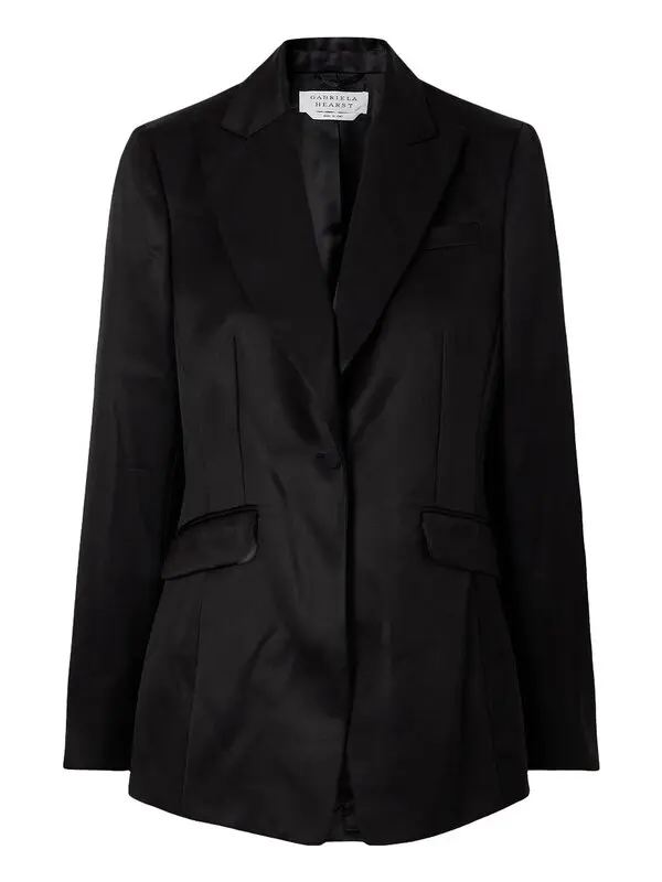 Gabriela Hearst Embellished Wool And Silk-blend Satin Blazer - Black