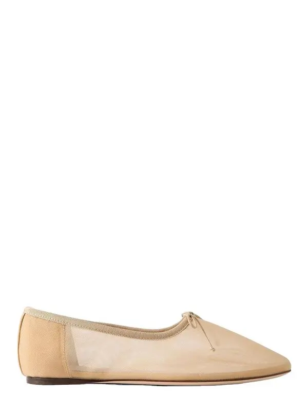 LOEFFLER RANDALL Landon Bow-detailed Mesh Ballet Flats - Neutral