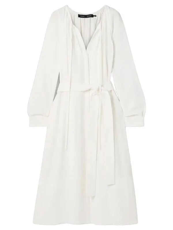 Proenza Schouler Enya Belted Crepe Midi Shirt Dress - White