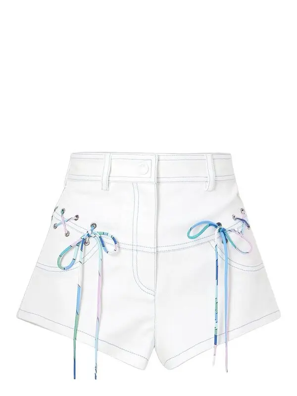 Emilio Pucci Lace-up Cotton-blend Gabardine Shorts - White