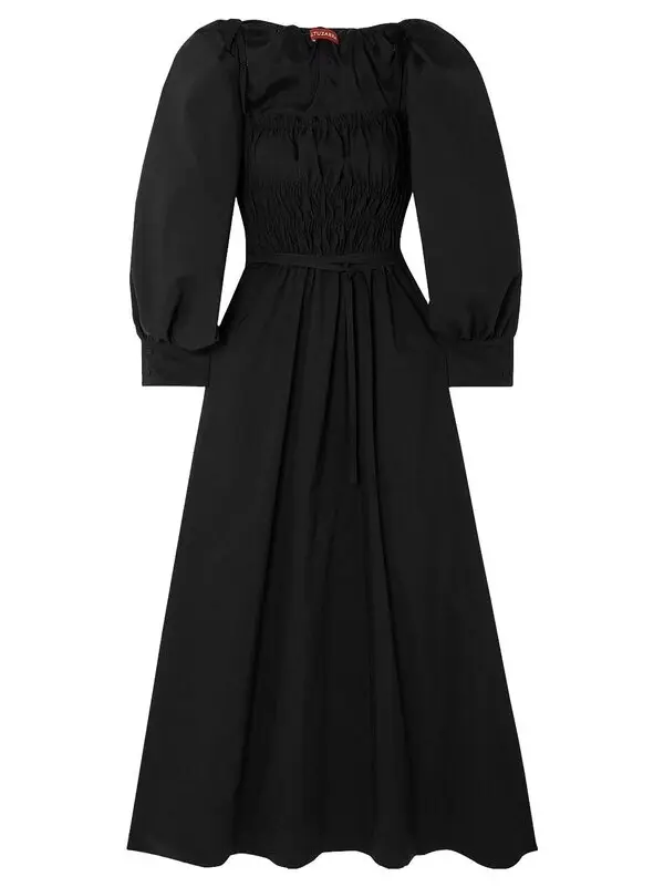 Altuzarra Andrea Ruched Cotton-blend Midi Dress And Bolero Set - Black