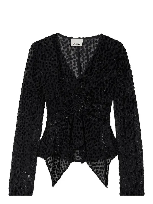 Isabel Marant Ulietta Metallic Devoré-velvet Blouse - Black