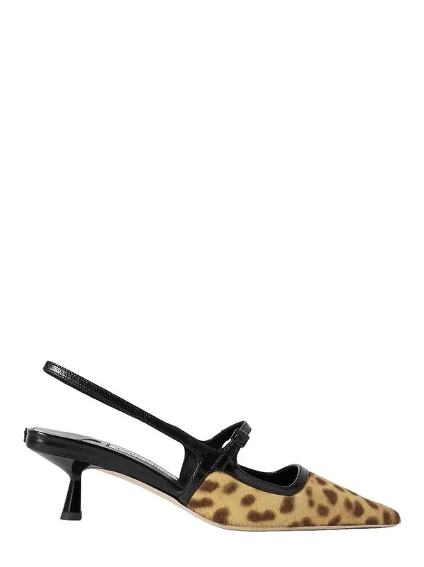 JIMMY CHOO Didi 45 Leather-trimmed Leopard-print Calf Hair Slingback Pumps - Animal Print