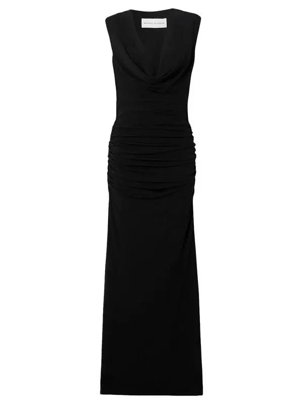 Michael Lo Sordo Draped Satin Maxi Dress - Black