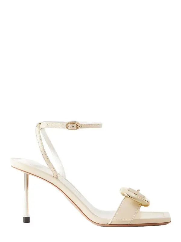 Jacquemus Regalo Embellished Leather Sandals - Cream