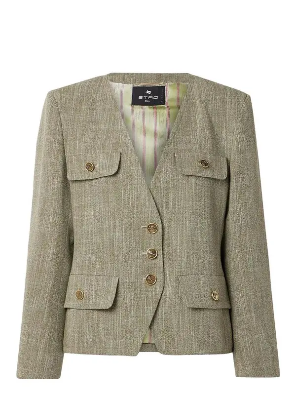Etro Woven Blazer - Sage Green
