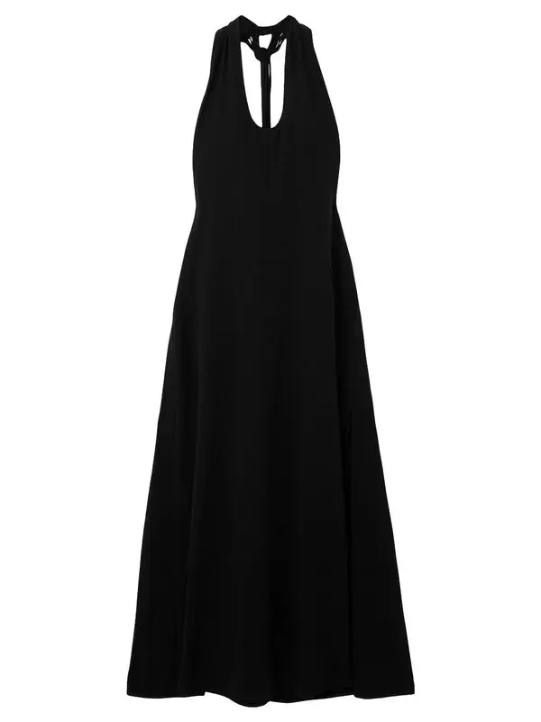 Proenza Schouler Ember Fringed Crepe Halterneck Maxi Dress - Black