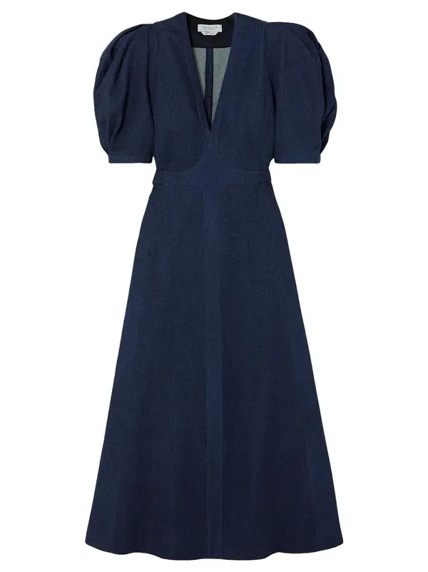Gabriela Hearst Luz Denim Midi Dress - Dark Denim