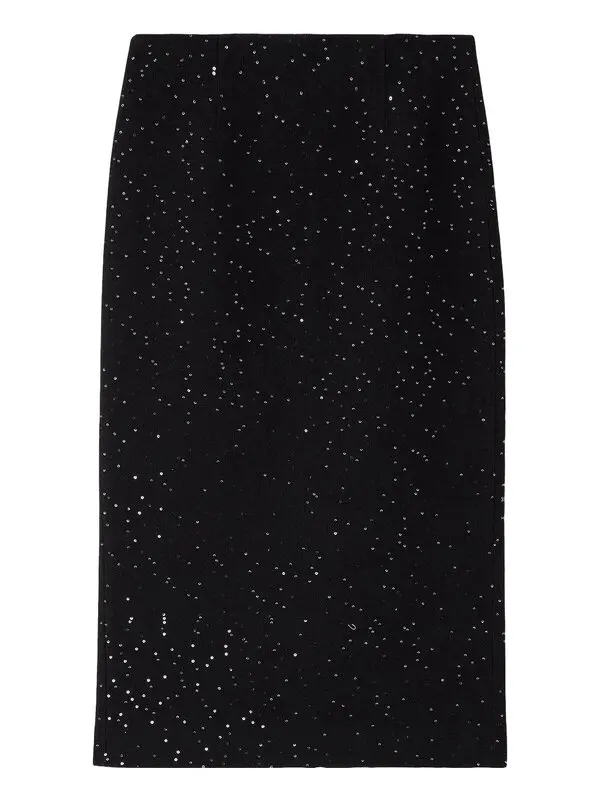 SHUSHU/TONG Sequined Wool-blend Tweed Midi Skirt - Black