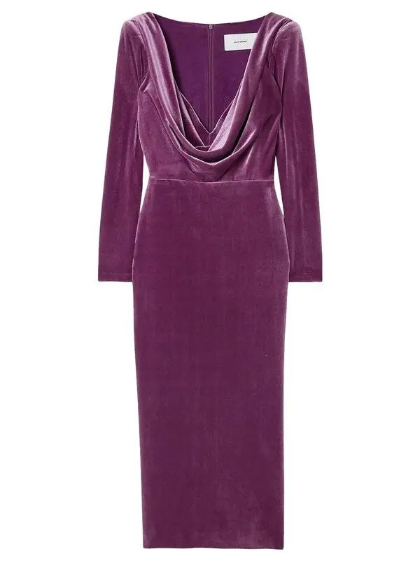 Alex Perry Draped Stretch-velvet Midi Dress - Violet