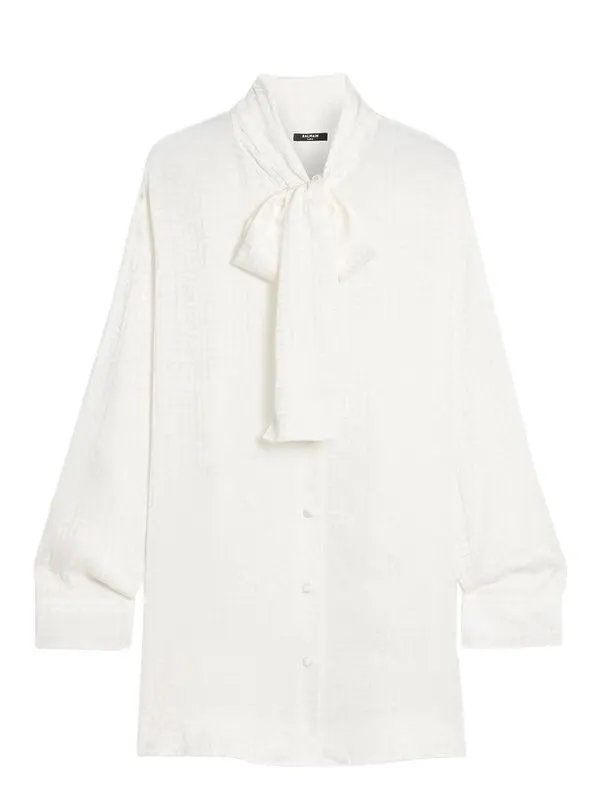 Balmain Satin-jacquard Blouse - White