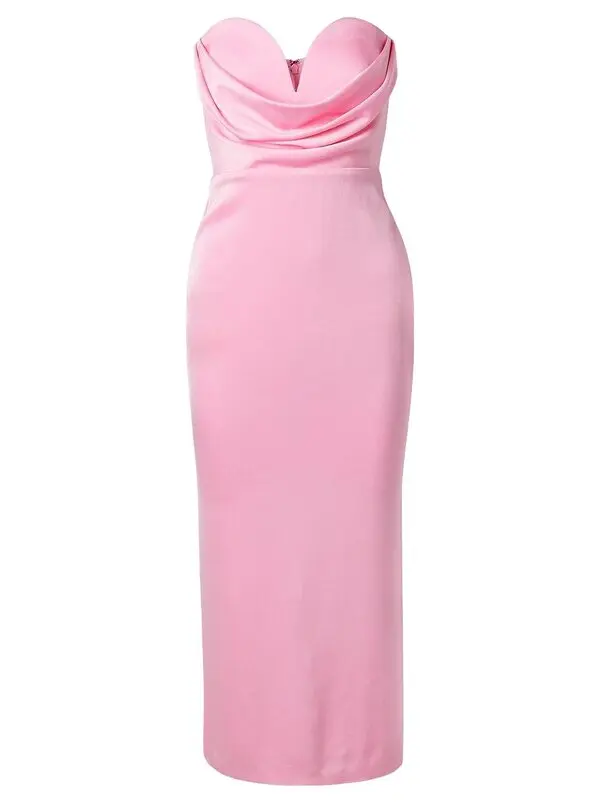 Alex Perry Strapless Draped Satin-crepe Midi Dress - Baby Pink