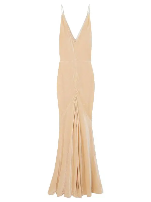 Gabriela Hearst Doran Voile-trimmed Silk-velvet Gown - Pastel Orange