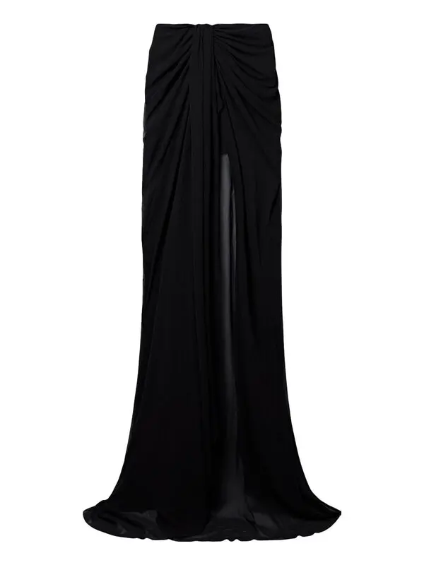 MONOT Draped Chiffon Maxi Skirt - Black