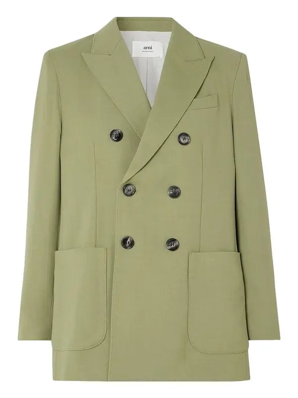 Ami Double-breasted Twill Blazer - Sage Green