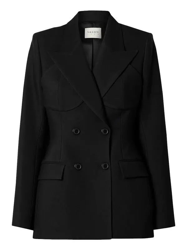 SALON 1884 Cocteau Wool And Silk-blend Twill Blazer - Black