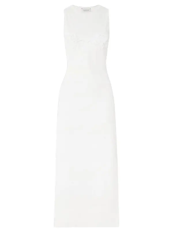 Magda Butrym Crochet-trimmed Ribbed Cotton-blend Jersey Midi Dress - White