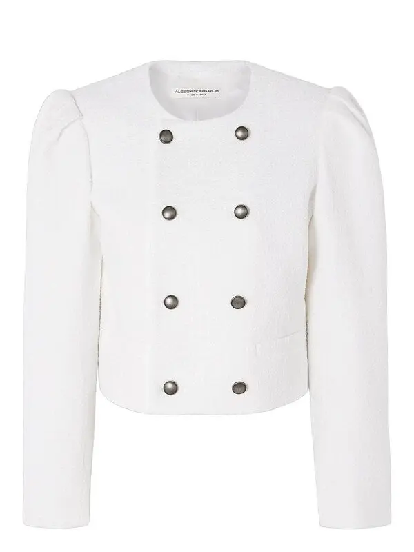 Alessandra Rich Double-breasted Bouclé-tweed Jacket - White