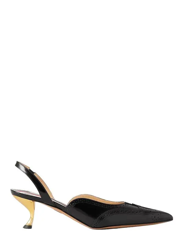 Thom Browne Patent Leather Pointed-toe Slingback Pumps - Black
